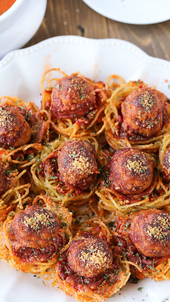 Muffin Tin Spaghetti Meatball Bites | Swanky Recipes